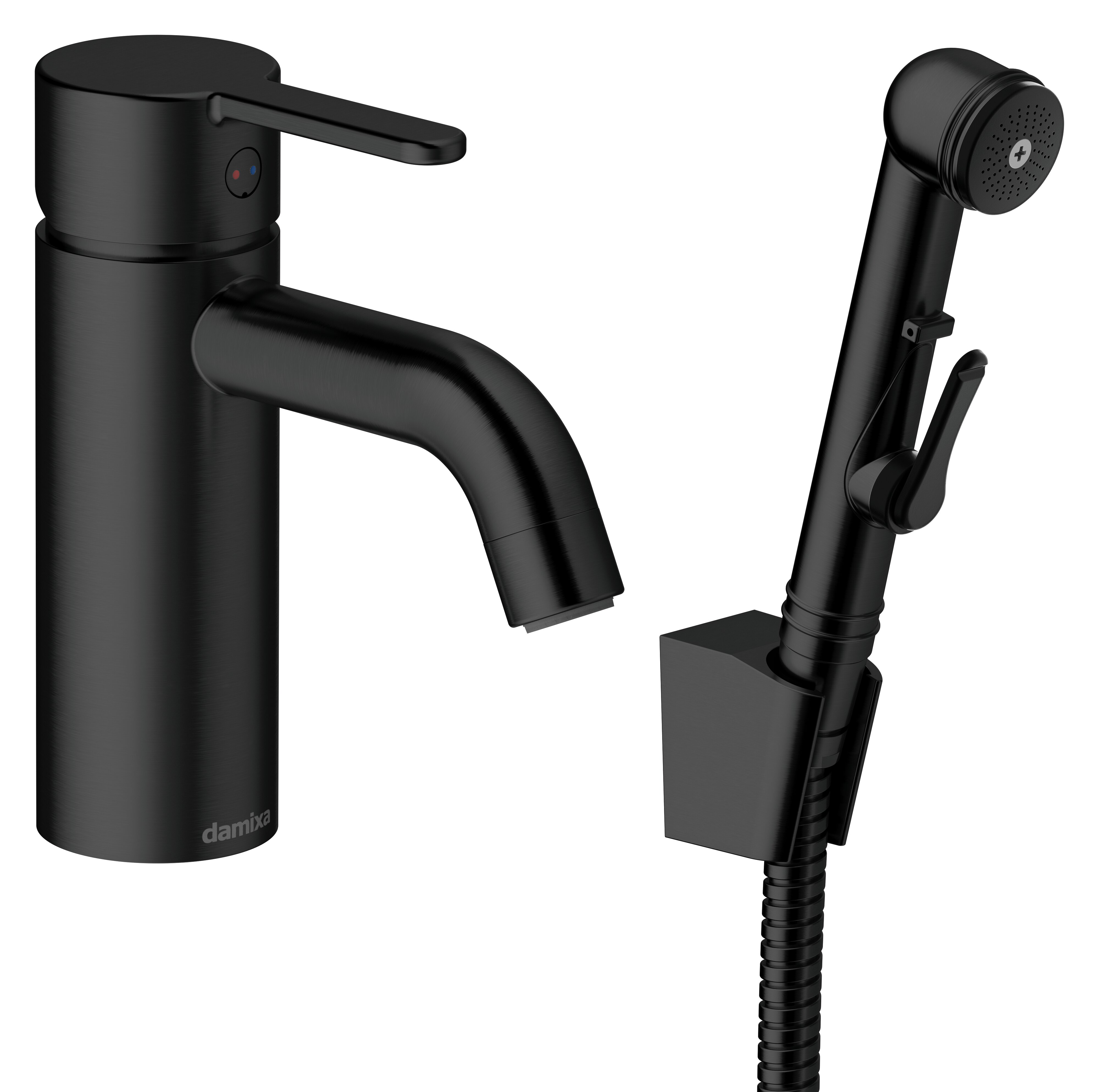 Silhouet Matt svart Tvättställsblandare - small med sidodusch [https://damixa.se]